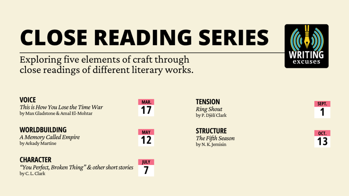 Season 19: Announcing Close Reading Picks! | Writing Excuses